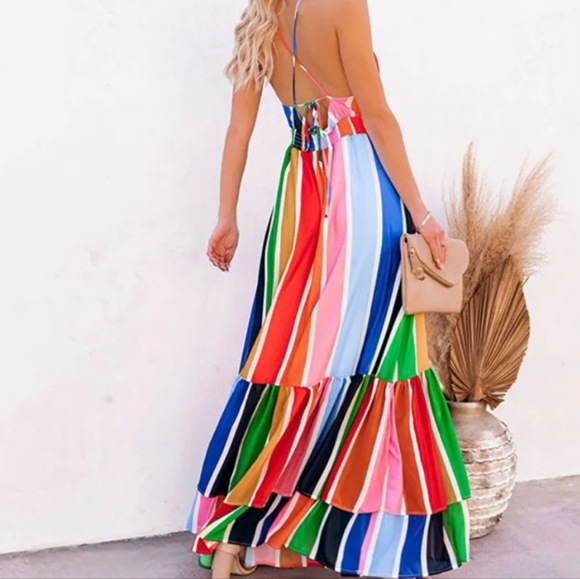 Flying Tomato | Dresses | Gorgeous Rainbow Maxi Dress | Poshmark